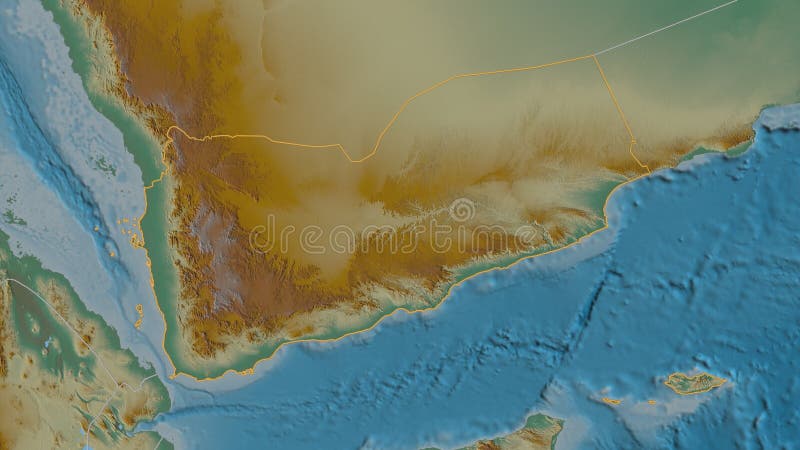 Yemen - overview. Relief stock illustration. Illustration of globe ...