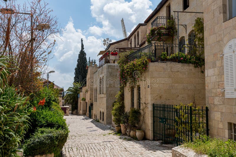 Yemin Moshe District Jerusalem Stock Photo - Image of moshe, porch ...
