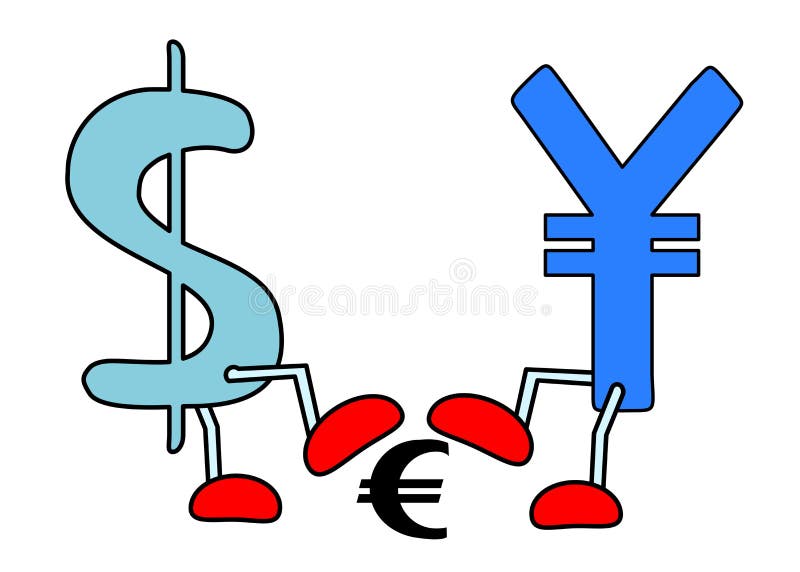 Yen dollar crushing euro stock illustration. Illustration of europe ...