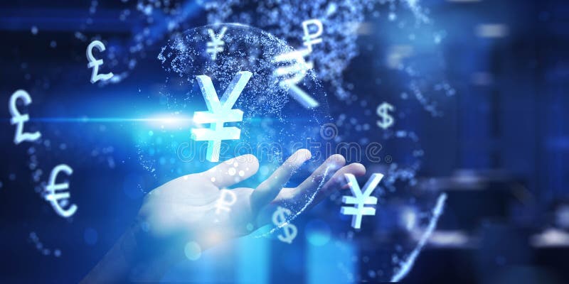 Yen Global Digital Currency and Finance Concept Stock Photo - Image of ...