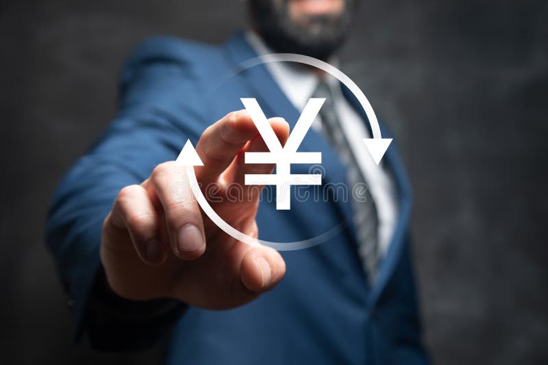 Yen icon in a circle stock image. Image of screen, investment - 264850089