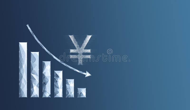 Yen Icon and Falling Chart stock photo. Image of symbol - 265708420