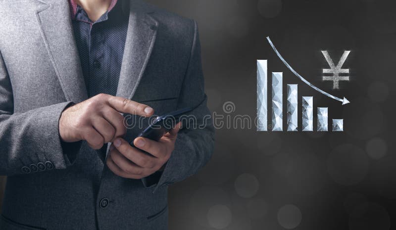 Yen Icon and Falling Chart from Web Stock Image - Image of graph, bank ...