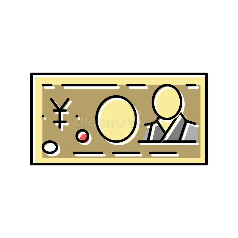 Yen Jpy Color Icon Vector Illustration Stock Vector - Illustration of ...