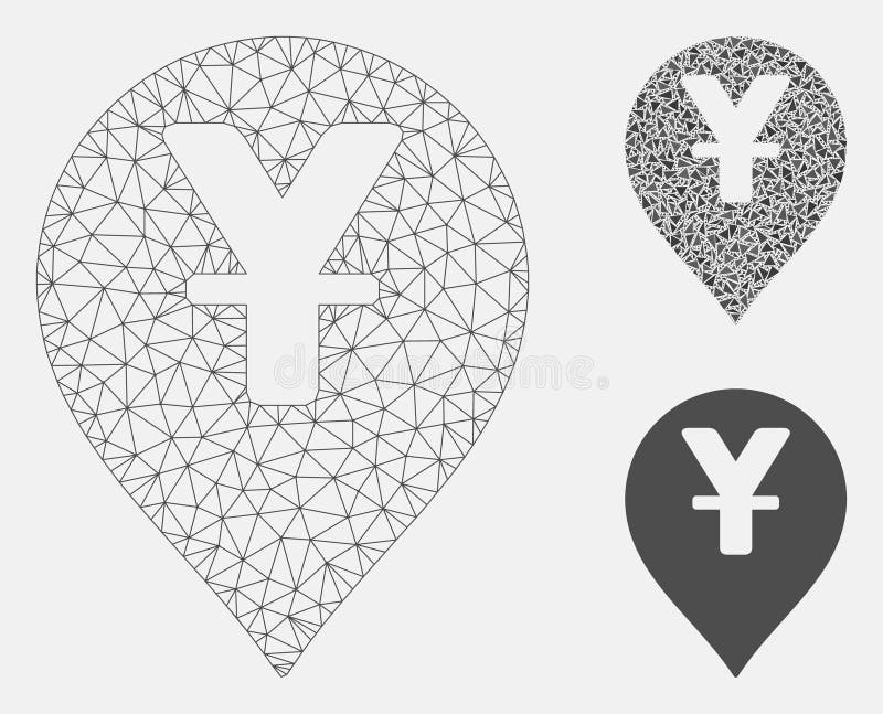 Yen Map Marker Vector Mesh Network Model and Triangle Mosaic Icon Stock ...