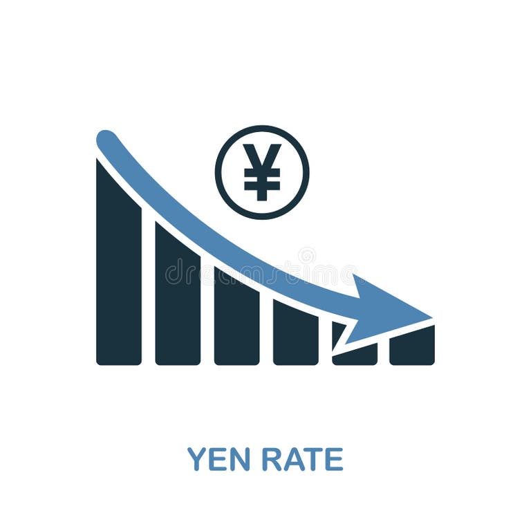 Yen Rate Decrease Graphic Icon. Monochrome Style Design from Diagram Icon Collection. UI. Pixel ...