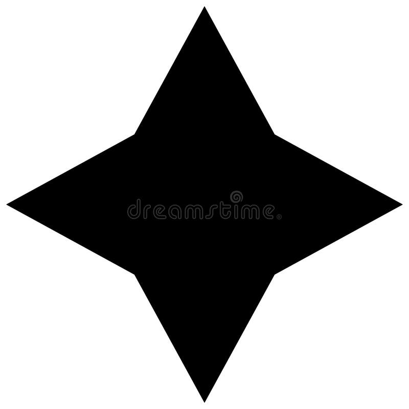 Four Pointed Star Vector Shape, Isolated Black Color Object, White ...