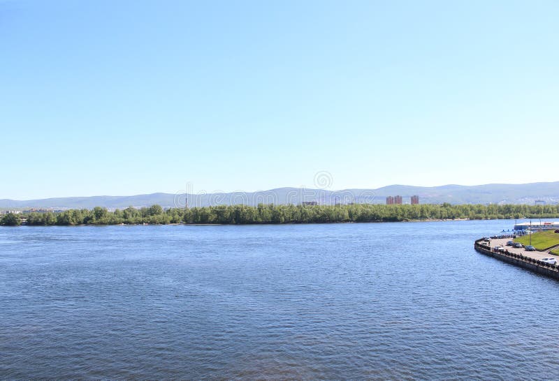 Yenisei River in Krasnoyarsk Stock Image - Image of getaway, island ...