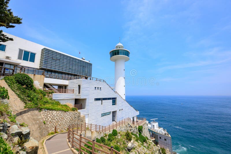 Yeongdo Lighthouse at Taejongdae Park, Busan Editorial Photo - Image of ...