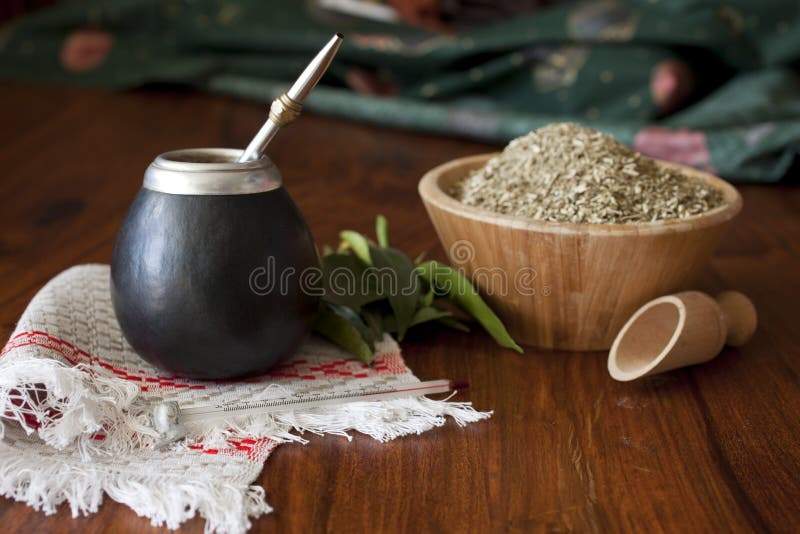 Yerba Mate in Matero on a Table Stock Image - Image of brewing ...