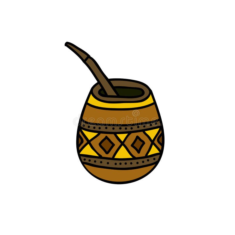 Yerba mate tea doodle icon stock illustration. Illustration of organic ...