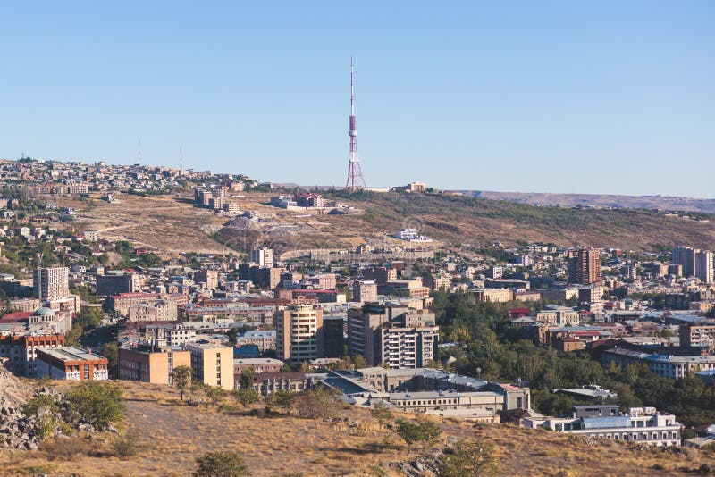 Yerevan, Armenia, Beautiful Super-wide Angle Panoramic View of Yerevan ...