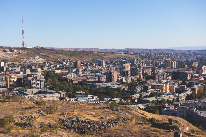 Yerevan, Armenia, Beautiful Super-wide Angle Panoramic View of Yerevan ...