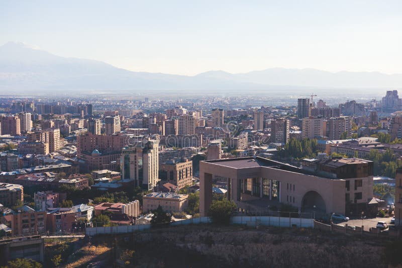 Yerevan, Armenia, Beautiful Super-wide Angle Panoramic View of Yerevan ...
