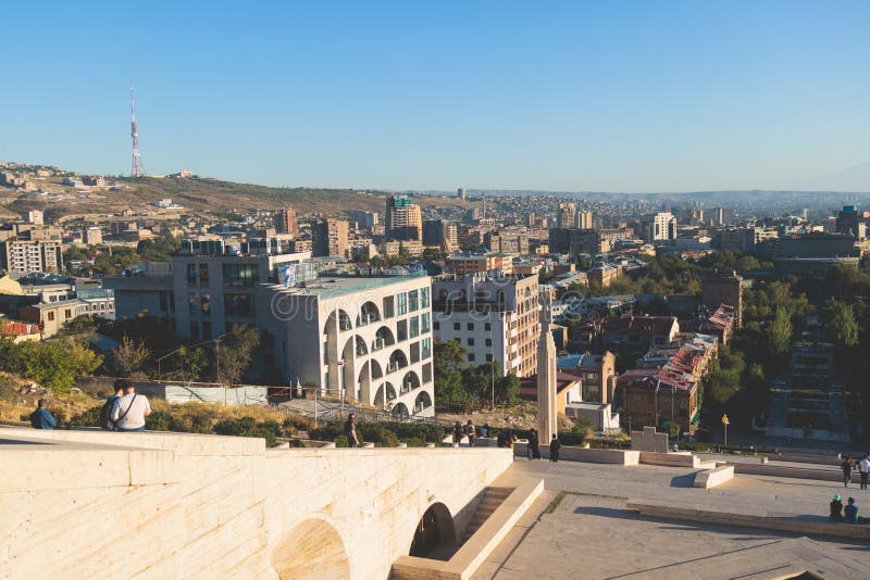 Yerevan, Armenia, Beautiful Super-wide Angle Panoramic View of Yerevan ...