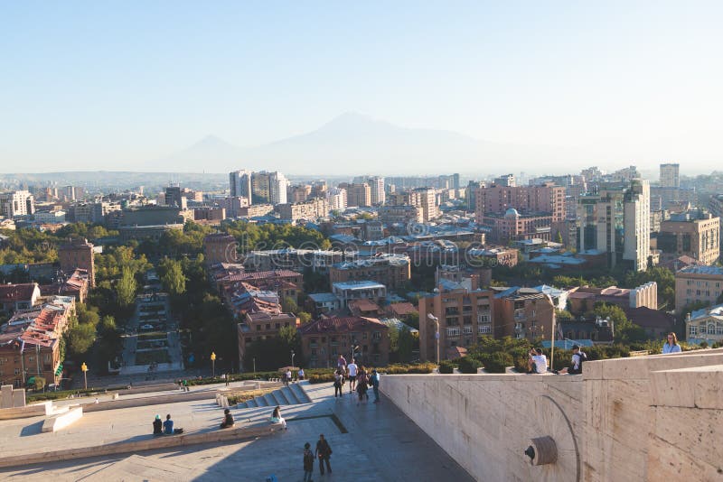 Yerevan, Armenia, Beautiful Super-wide Angle Panoramic View of Yerevan ...