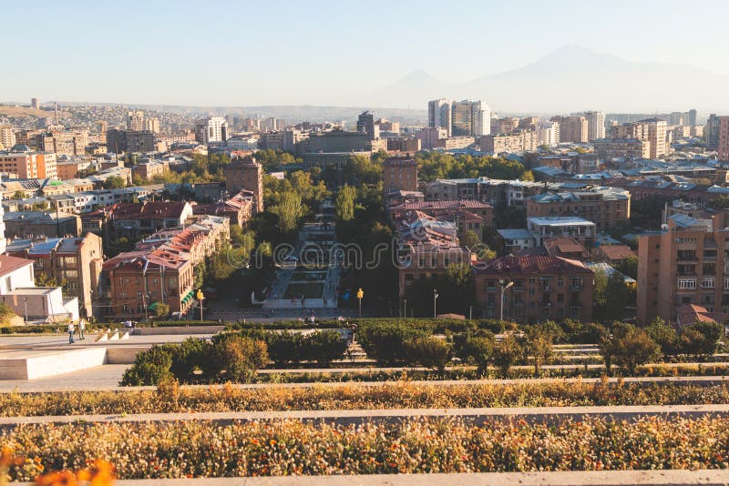 Yerevan, Armenia, Beautiful Super-wide Angle Panoramic View of Yerevan ...
