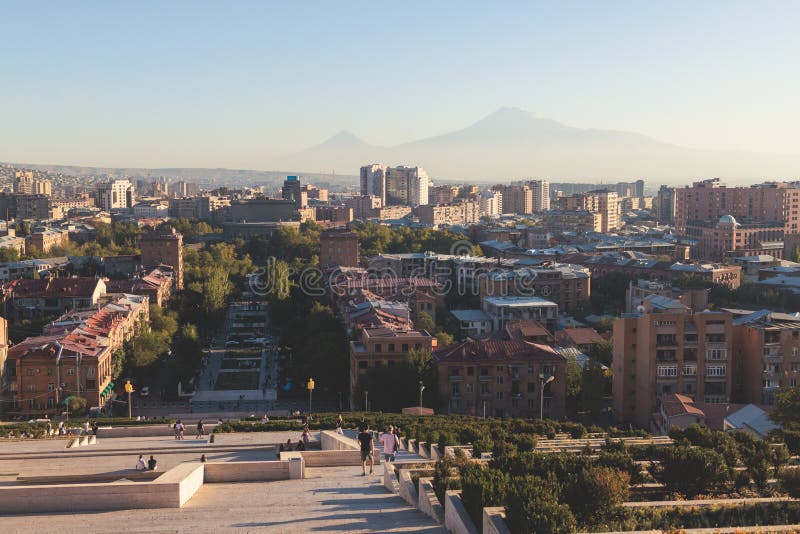 Yerevan, Armenia, Beautiful Super-wide Angle Panoramic View of Yerevan ...