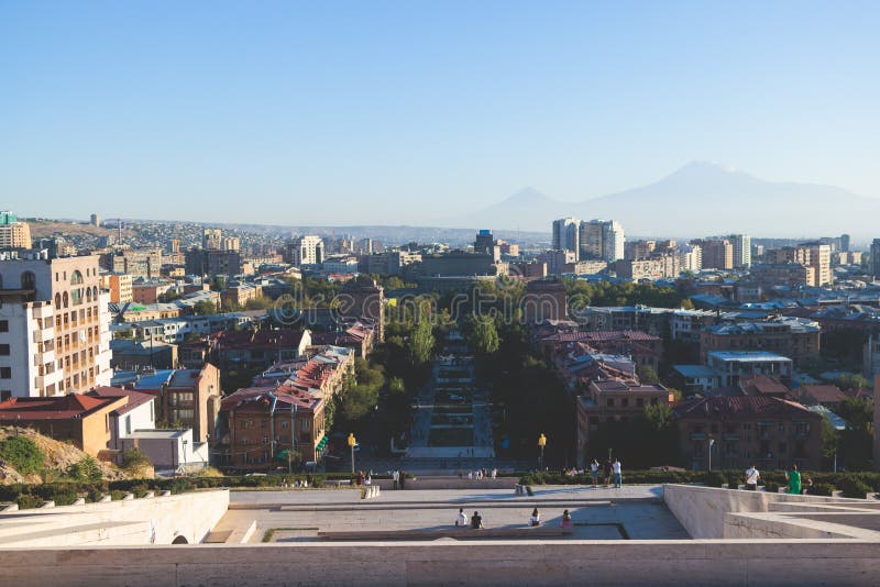 Yerevan, Armenia, Beautiful Super-wide Angle Panoramic View of Yerevan ...