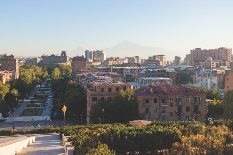Yerevan, Armenia, Beautiful Super-wide Angle Panoramic View of Yerevan ...