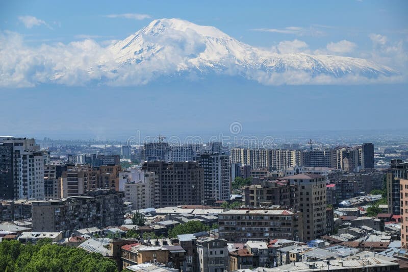 Yerevan with Mount Ararat in Armenia Editorial Photo - Image of grass ...