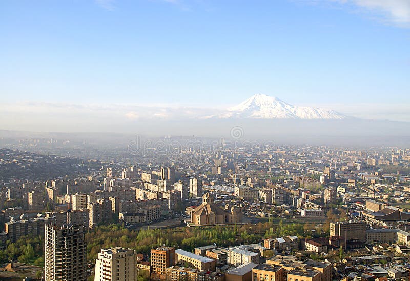 Yerevan city bird eye view stock image. Image of landmark - 84748153