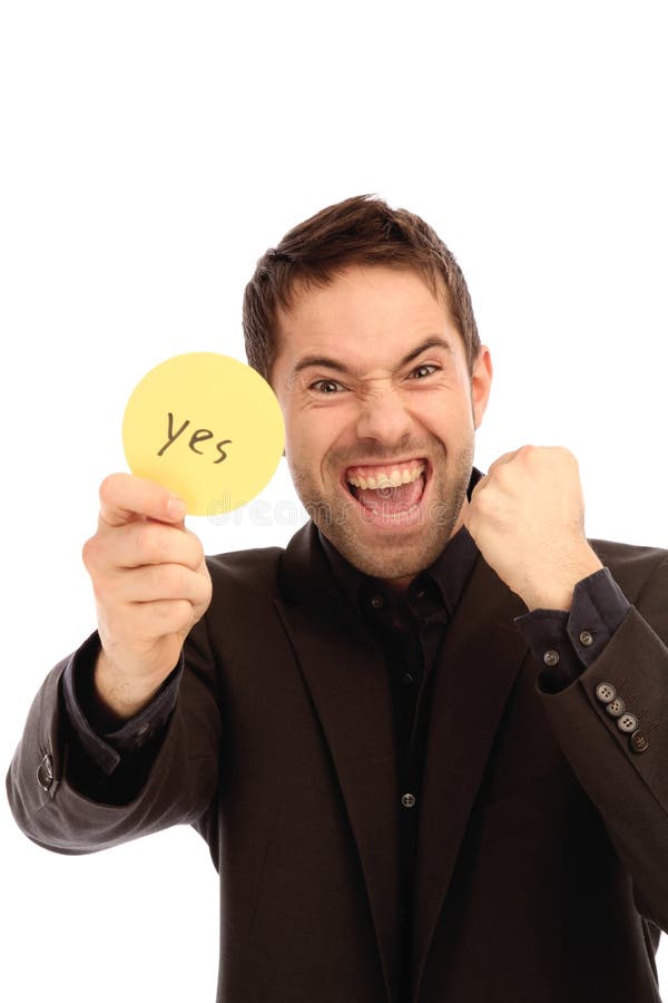 YES stock photo. Image of sign, yellow, fist, smiling - 15736728
