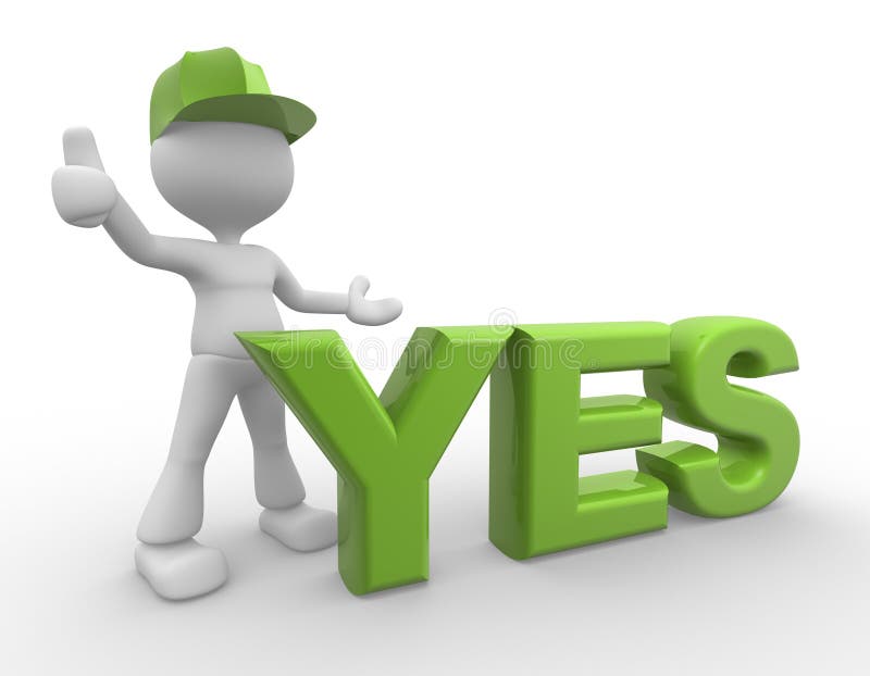 3d Person - Puppet, Holding in a Hand Sign Yes Stock Illustration ...