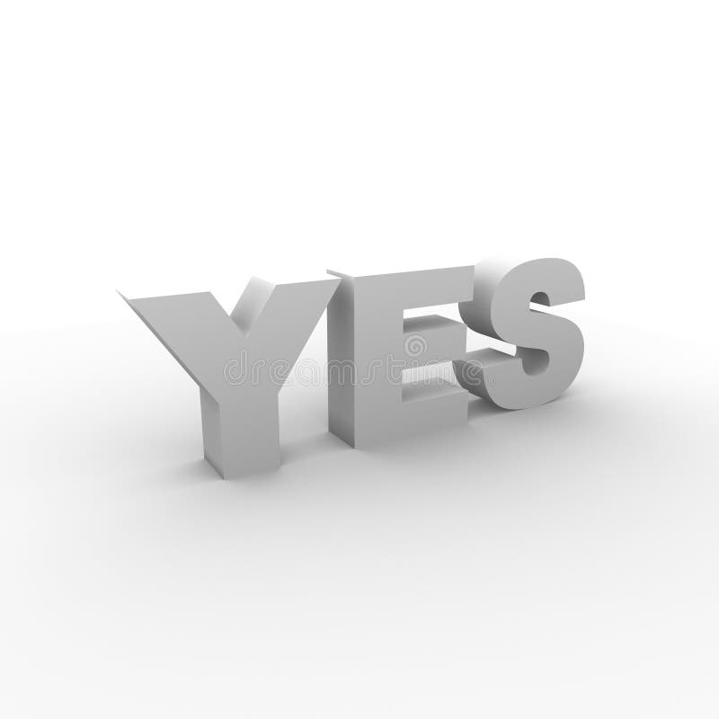 Yes 3d text stock illustration. Illustration of icon - 11051819