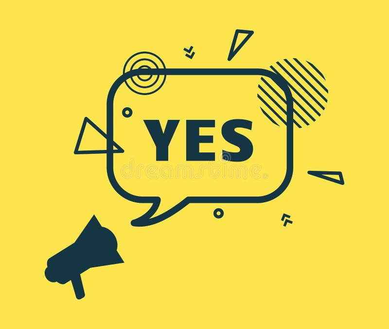 Yes Banner with Black Frame in Flat Style. Simple Label with Short ...