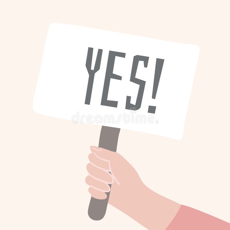 Yes Banner in Comic Human Hand. Correct Answer Sign. Right Decision ...