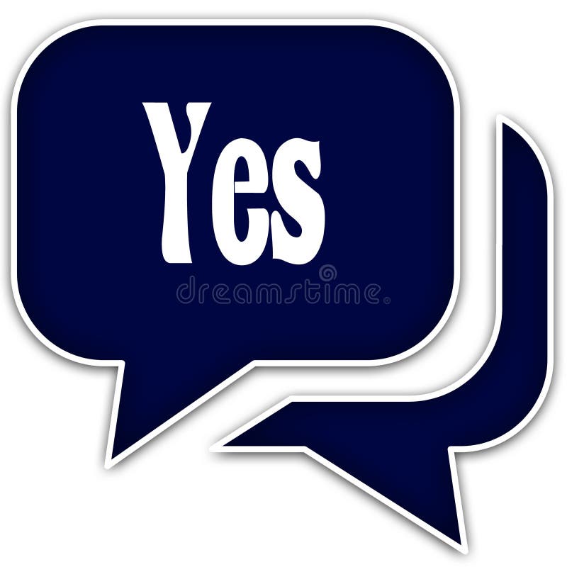 YES on Blue Dialogue Bubbles. Isolated on White Background Stock ...