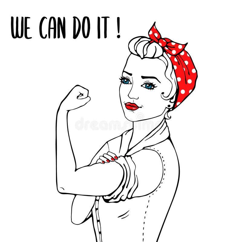 We Can Do It Pop Art Strong Girl In A Circle Stock Vector