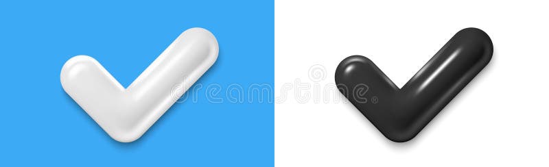 Yes or Correct Sign 3d Illustration. Realistic Checkmark Icon ...