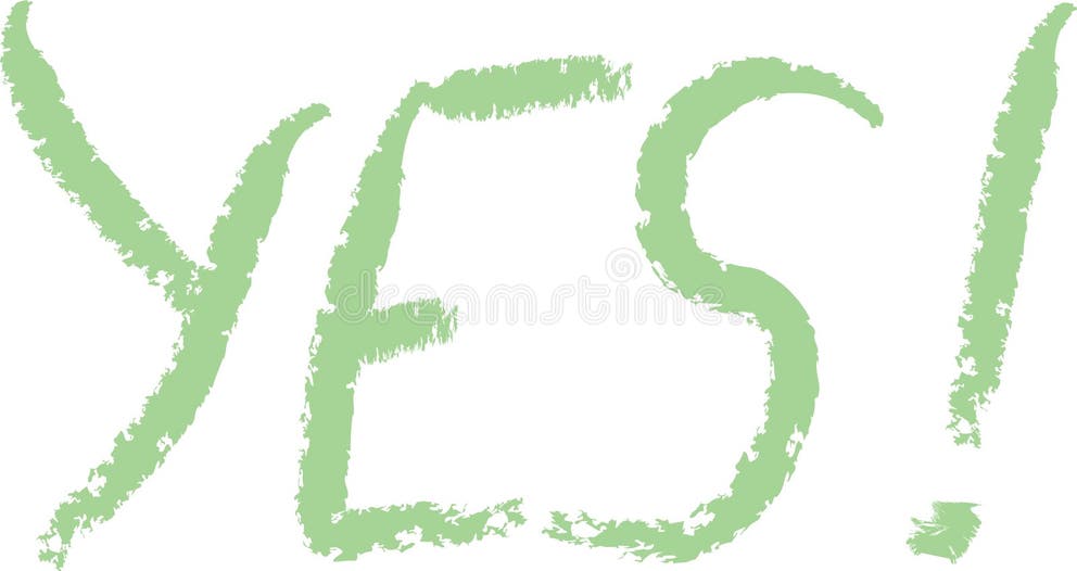 Yes Crayon Hand Drawn stock vector. Illustration of check - 360726423