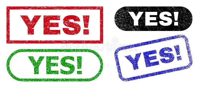 YES Exclamation. Rectangle Stamps with Corroded Surface Stock Vector ...