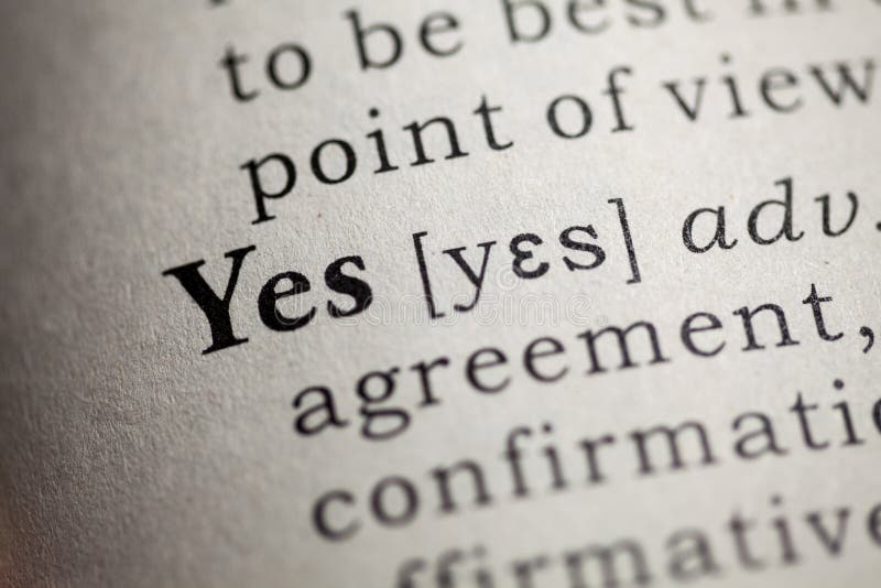 Definition of the word yes stock image. Image of definition - 143373501