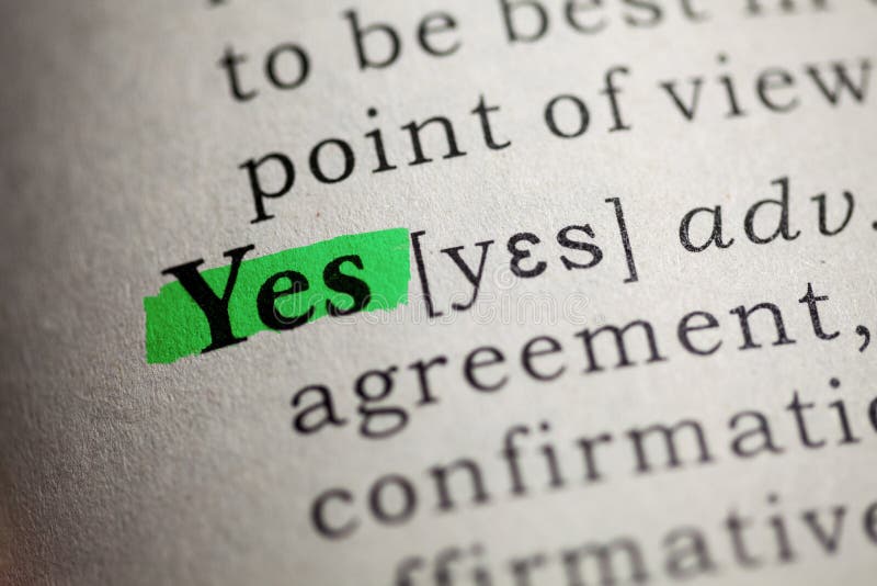 Definition of the word yes stock image. Image of page - 153522101