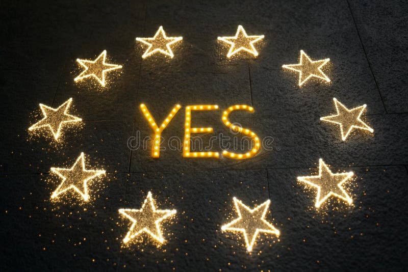 YES in Golden Stars and Black Background - Generated by Ai Stock ...