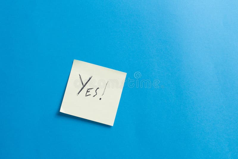 Yes Handwritten Post Note Blue Background Stock Photos - Free & Royalty ...