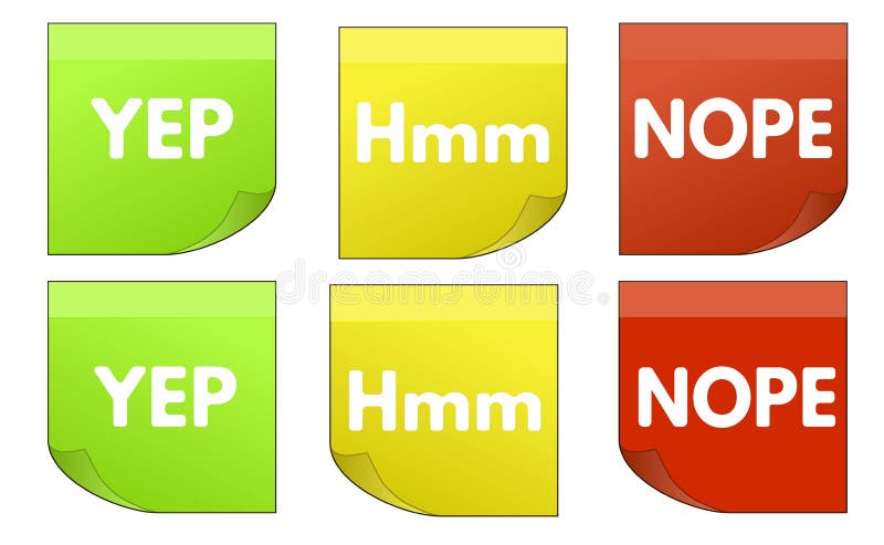 Yes, Hmm, Nope Colored Stickers Stock Vector - Illustration of choose ...