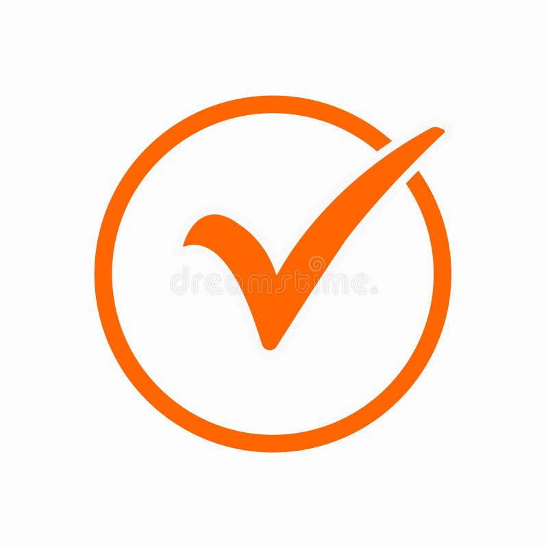 Orange Check Mark Icon. Tick Symbol in Orange Color, Vector ...