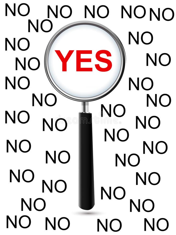 Yes and Magnifying Glass stock vector. Illustration of look - 31677299