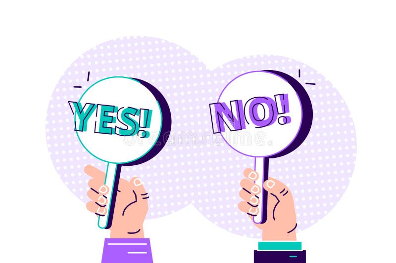 Cartoon Modern of Yes No Banner in Human Hand Stock Vector ...