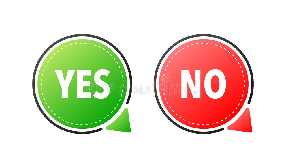 Yes and No Button. Approved and Rejected. Yes No in Speech Bubble ...