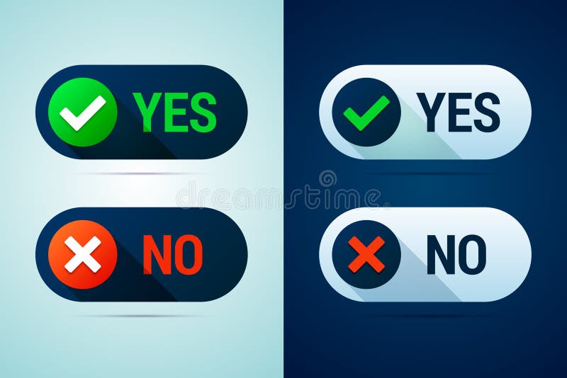 Yes and No Button with Check and Cross Icons in Flat Style. Stock ...