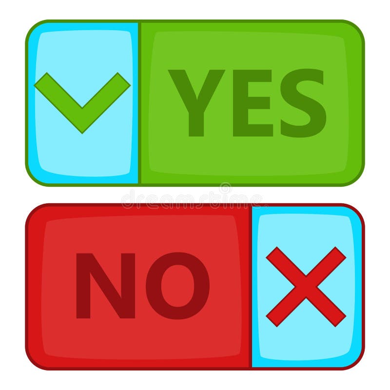 Yes and No Button Icon, Cartoon Style Stock Vector - Illustration of ...