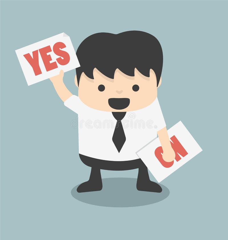 Business Concept, Businessman Holding True and False Sign. Vector ...
