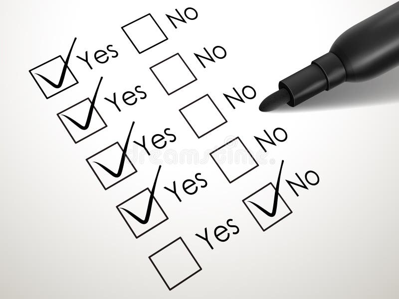 Yes No Check Box with Black Pen Stock Vector - Illustration of customer ...