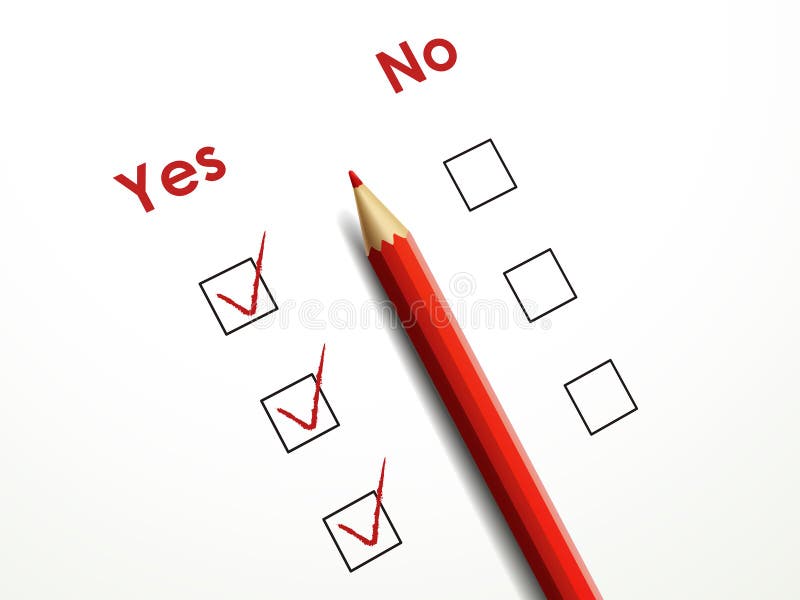 Yes No Check Box with Red Pen Stock Vector - Illustration of icon ...